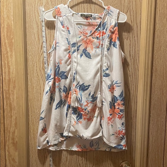 always indigo | Tops | Floral Sleeveless Blouse White With Pink And ...